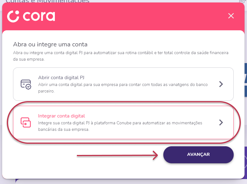 Conta Cora PJ: Como fazer a integração da minha conta com a Conube?